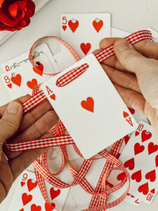 DIY Valentine Heart Playing Card Garland With Ribbon
