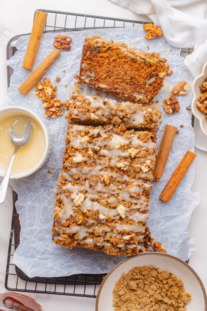 Maple Walnut Loaf Cake With Cinnamon Streusel Topping