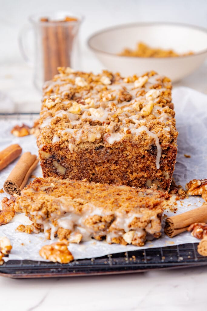 Maple Walnut Loaf Cake With Cinnamon Streusel Topping